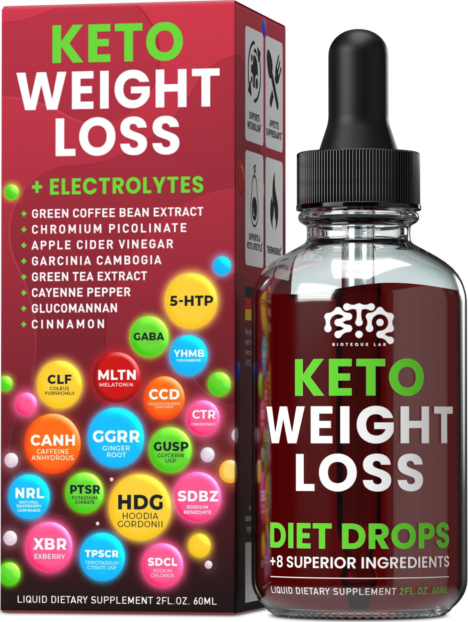 Gotas dietéticas para bajar de peso Bioteque Lab Keto con sidra de manzana | Walmart en línea