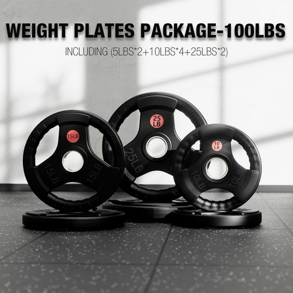 BalanceFrom Tri-Grip Cast Iron Plate Weight Plate for Strength Training ...