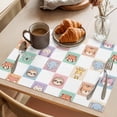Cartoon Animals Cotton Linen Placemats Set of 12, Elephants Foxes Tiger ...
