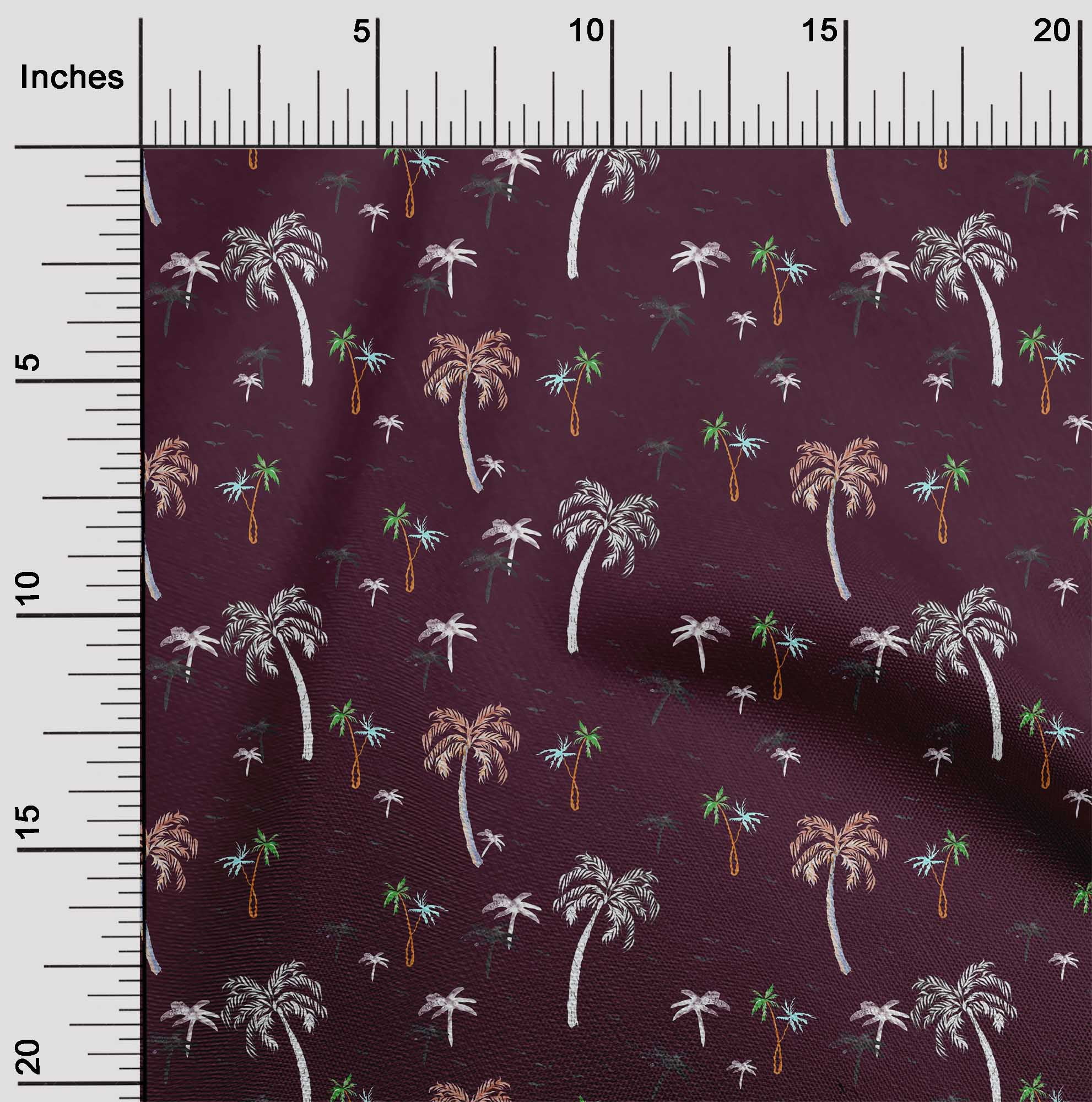 oneOone Viscose Jersey Fabric Bird & Palm Tree Print Fabric By Yard 60 ...