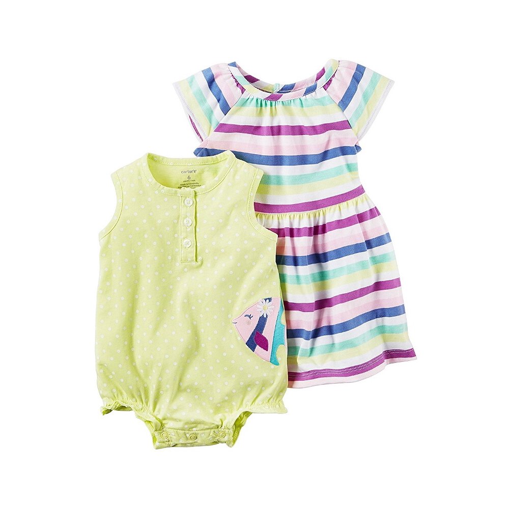 Carter's - Carters Girls 0-24 Months Fish Romper Dress Set (Green 6 ...