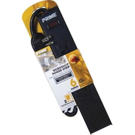 Prime Wire & Cable PB801123 6 Outlet Metal Power Strip Black- 3 ft ...