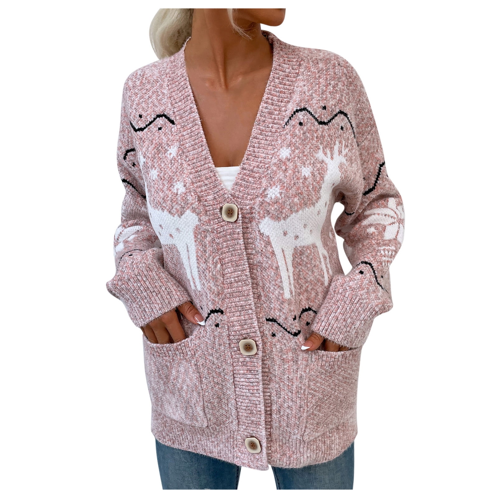 Click here for Bmisegm Womens Christmas Knitted Cardigan Print Op... prices