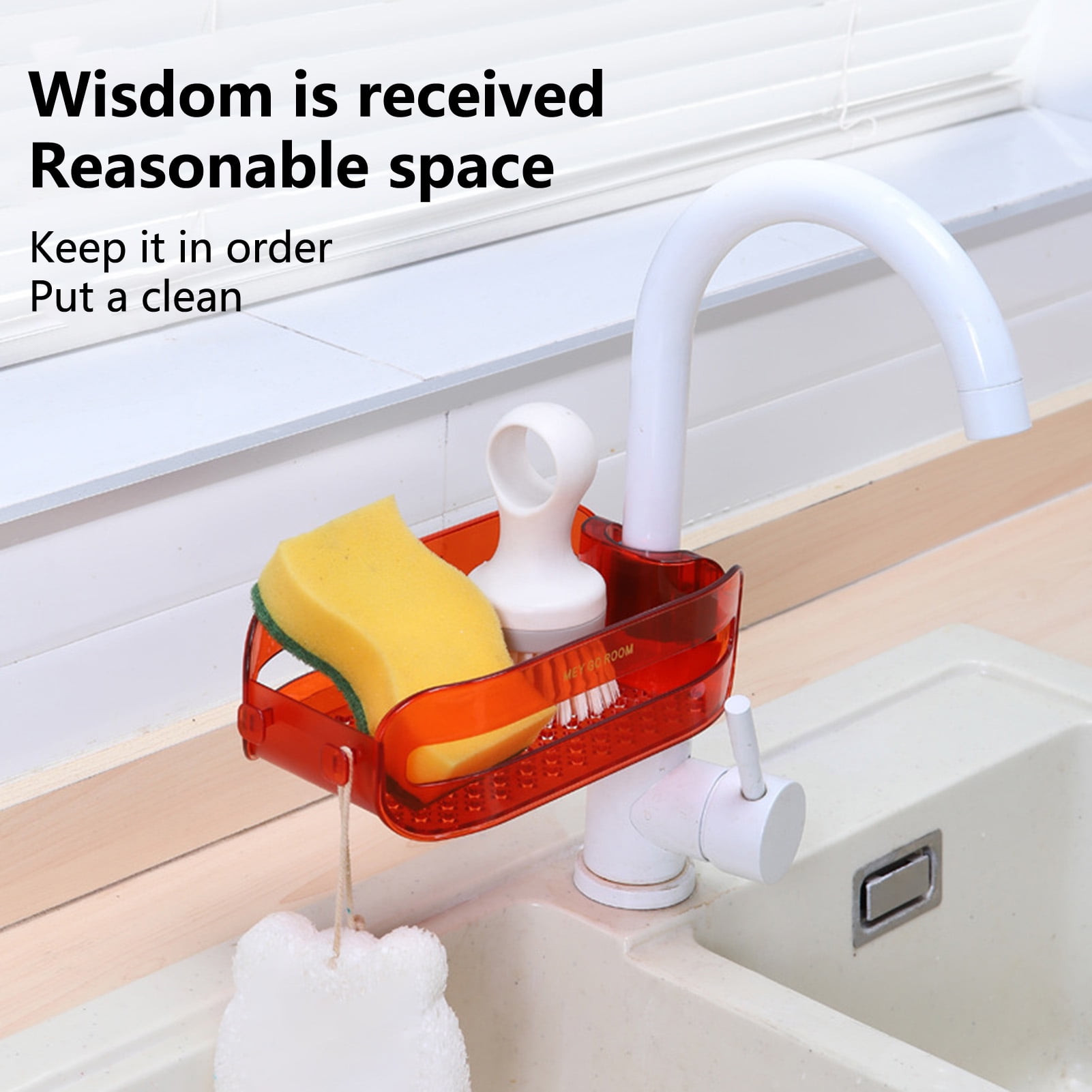 Yesbay Sink Organizer Hollow Design with Hook Hanging Sink Storage Rack ...