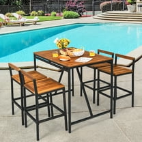 Gymax High Top 3PCS Outdoor Metal Bistro Furniture Set, Tall Counter ...