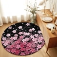 Cherry Blossom Washable Round Area Rug 3.3 ft, Pink Gradient Floral ...
