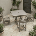Antique Wood Color HDPE 5-Piece Outdoor Patio Dining Set with Square ...