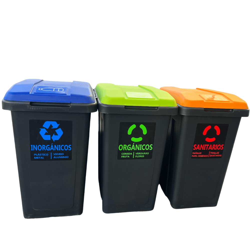 3 Botes De Basura Promeyco Estación De Reciclaje 40l Separador