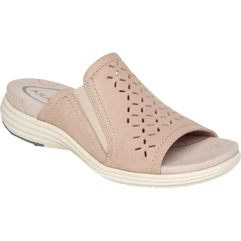 Aravon - Women's Aravon Beaumont Peep Slide Sandal Dove Leather 6.5 B ...