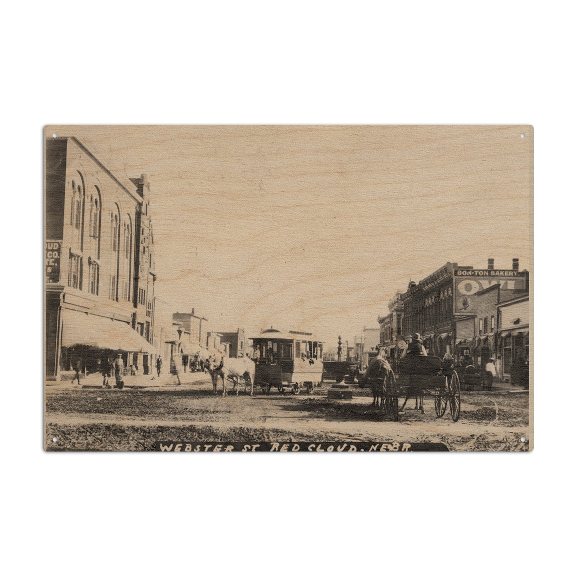 Red Cloud, Nebraska, View of Webster Street Birch Wood Wall Sign (6x9 ...