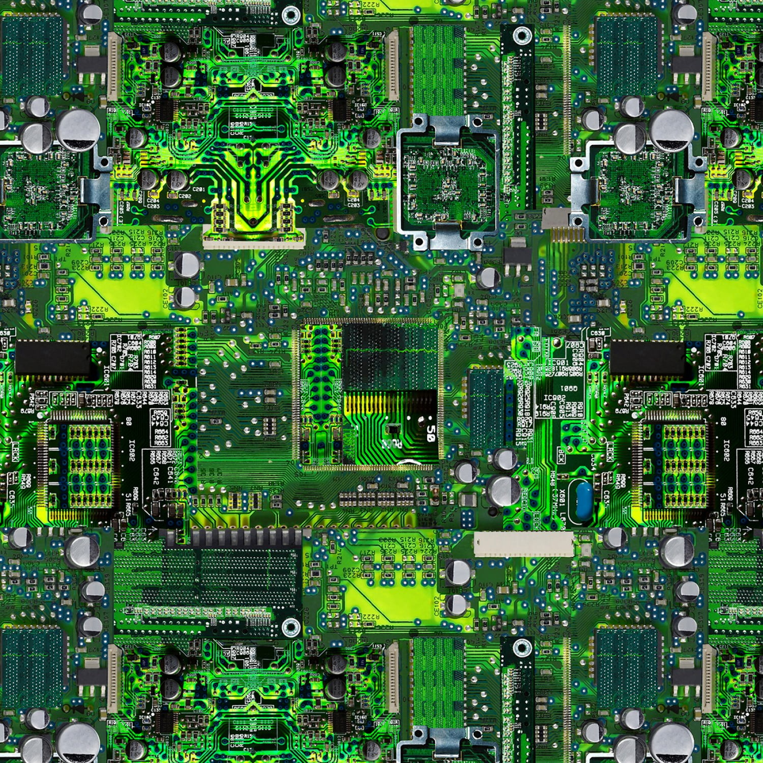 Timeless Treasures Green Computer Memory Board Circuit Board 100% ...