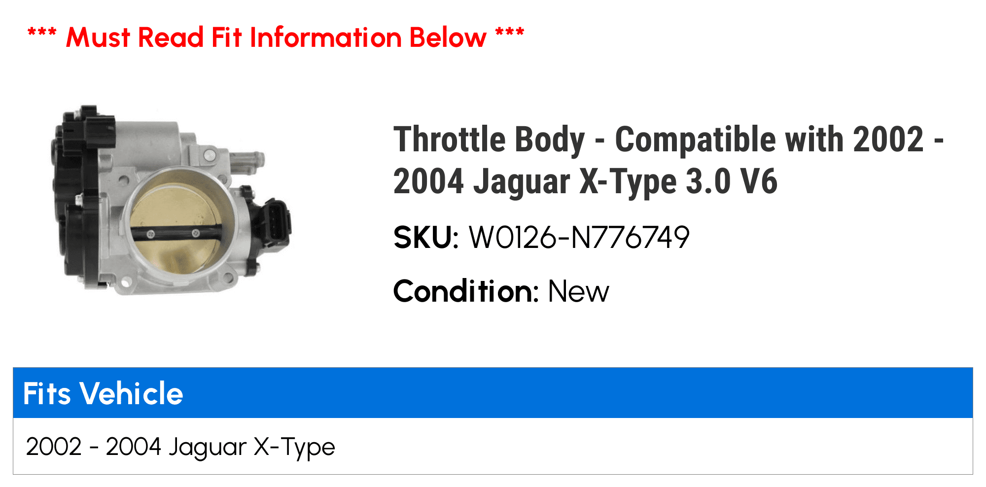 Throttle Body Compatible with 2002 2004 Jaguar X Type 3.0 V6 2003 Walmart