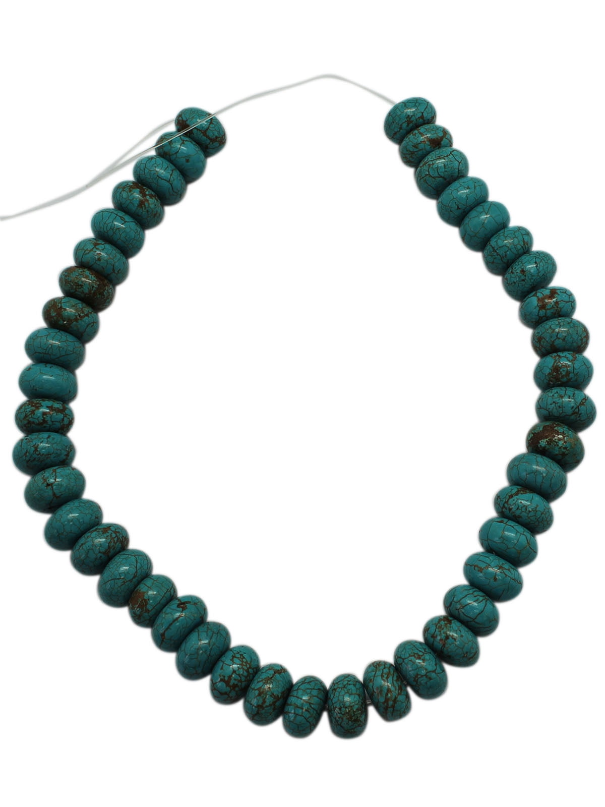 Blue Turquoise Rondelle Bead Strand With Rusty Matrix (16 x 10mm ...