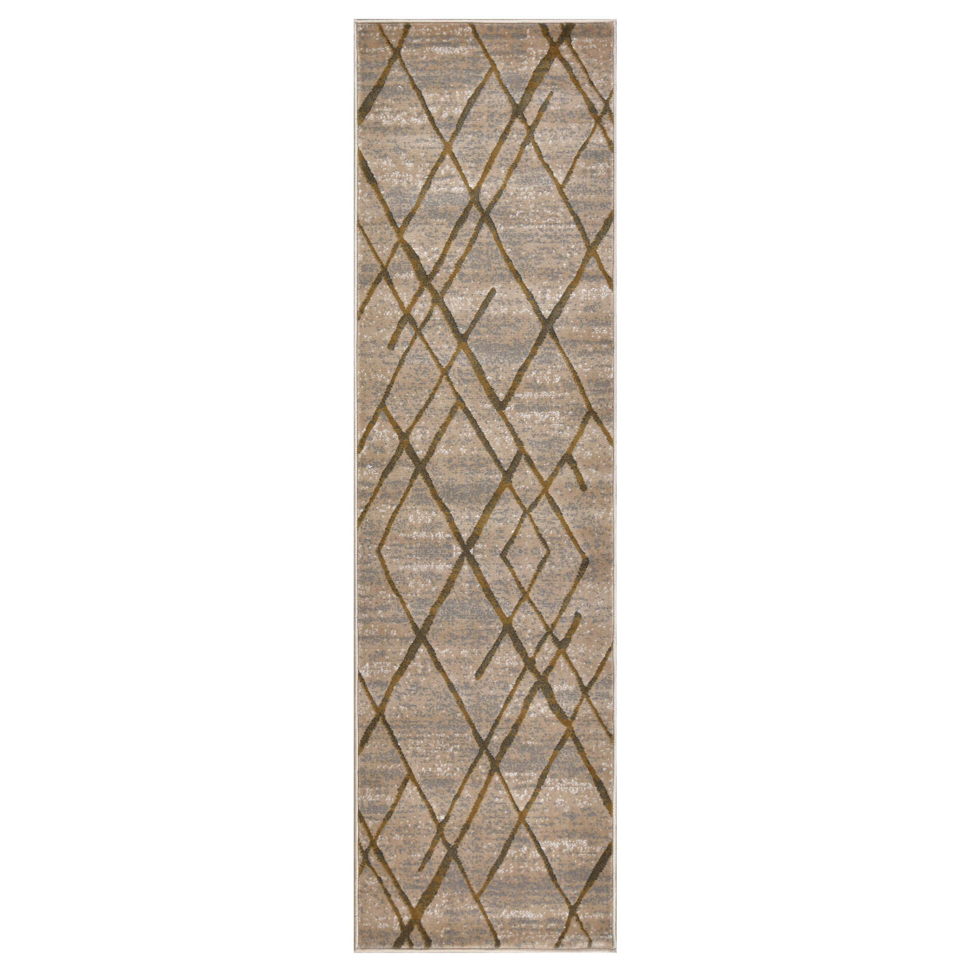 Allstar Rugs 2' 0" x 6' 11" Wheat Modern Abstract Themed Polypropylene ...