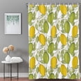 Bathroom Shower Curtain Yellow Lemon Green Leaf on White Waterproof ...