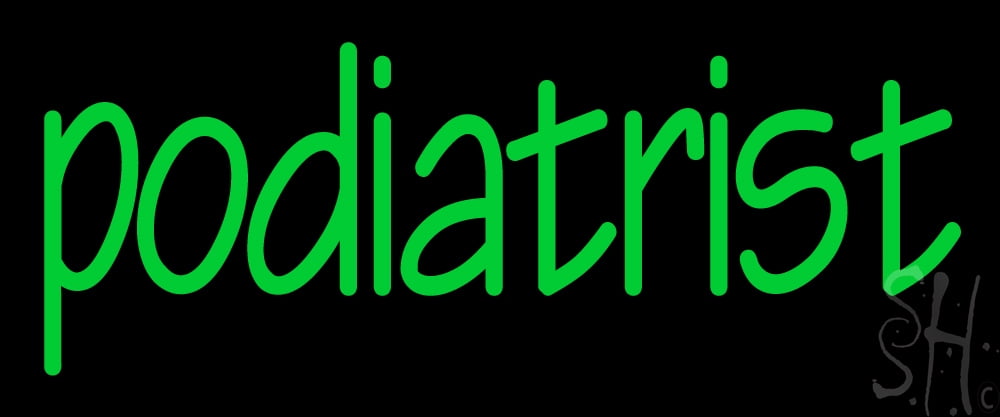 Green Podiatrist LED Neon Sign 6 x 15 - inches, Black Square Cut ...