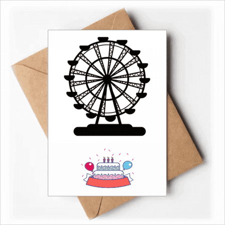 Black Ferris Wheel Amusement Park Outline Happy Birthday Greeting Cards ...