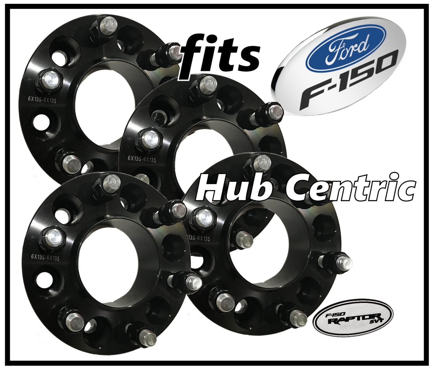 4 Ford Expedition F-150 Raptor Black 1.5" Hub Centric Wheel Spacers ...