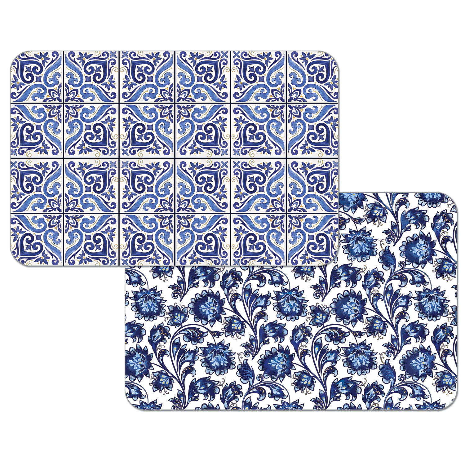 Wipe-Clean Reversible Decofoam Place mats, Shades of Blue, Set of 2 ...