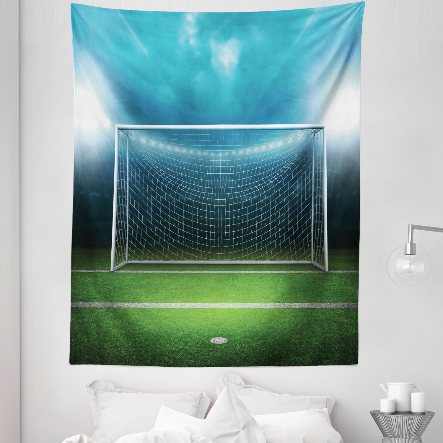 Sports Tapestry, Soccer Goal Post Sports Area Winner Loser Line ...