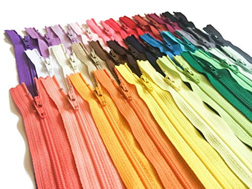 9 Inch Multicolor Pack YKK Zippers Number 3 Nylon Coil Set of 30 Pieces ...