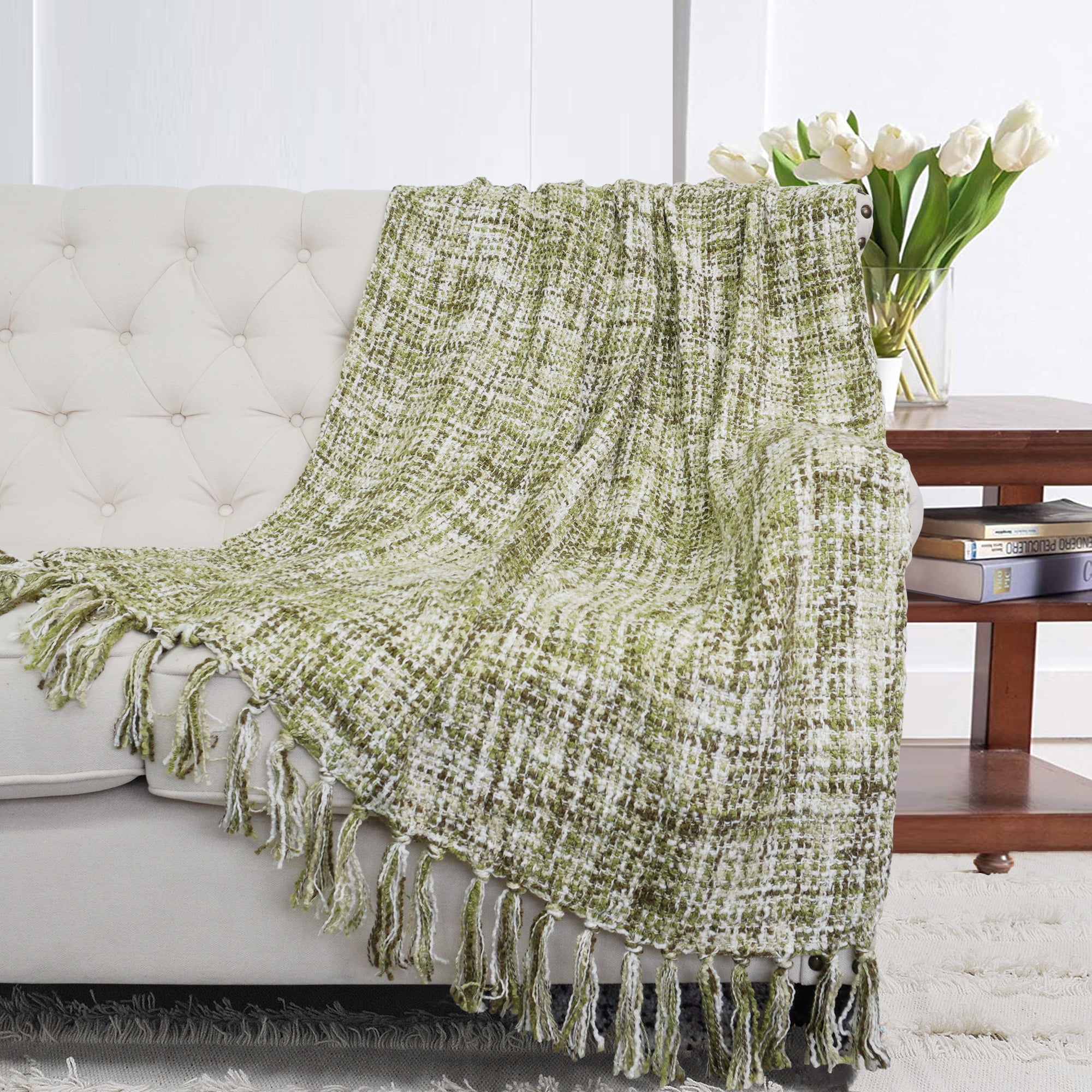 Home Soft Things Naga Knitted Throw - Martini Olive - 60" x 80" Jumbo ...