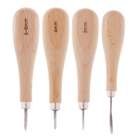4 Pieces 3/4/5-6 Handle Steel Stitching Sewing Straight&Curved Awl for ...