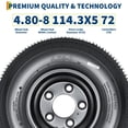 2-Pack 4.80-8 Trailer Tires with 8" Rims, 5 Lug on 4.5" Bolt Pattern ...