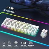 2.4G Wireless Gaming Keyboard&Mouse, Type C/USB Dual Receiver, RGB LED ...