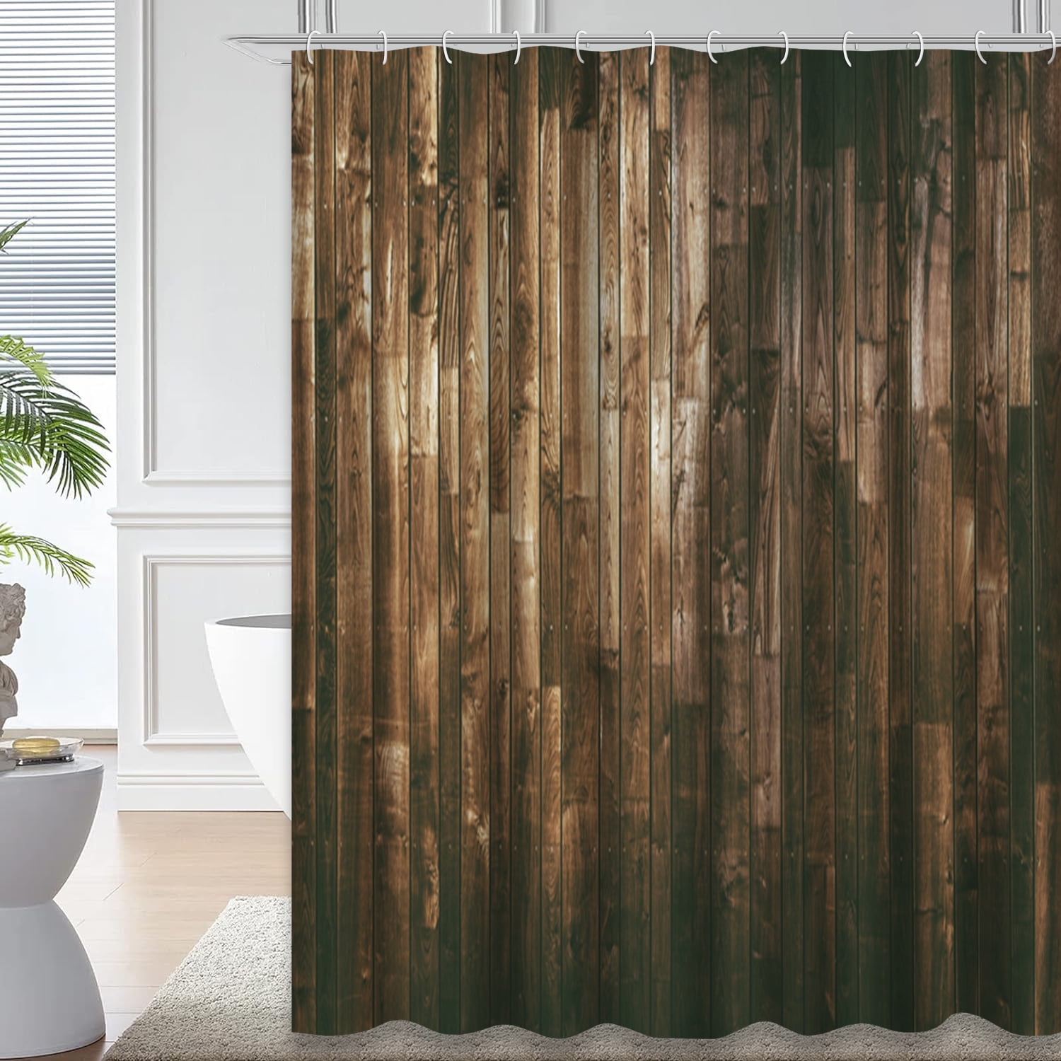 Click here for Lalilo Wood Dark Brown Waterproof Shower Curtain a... prices