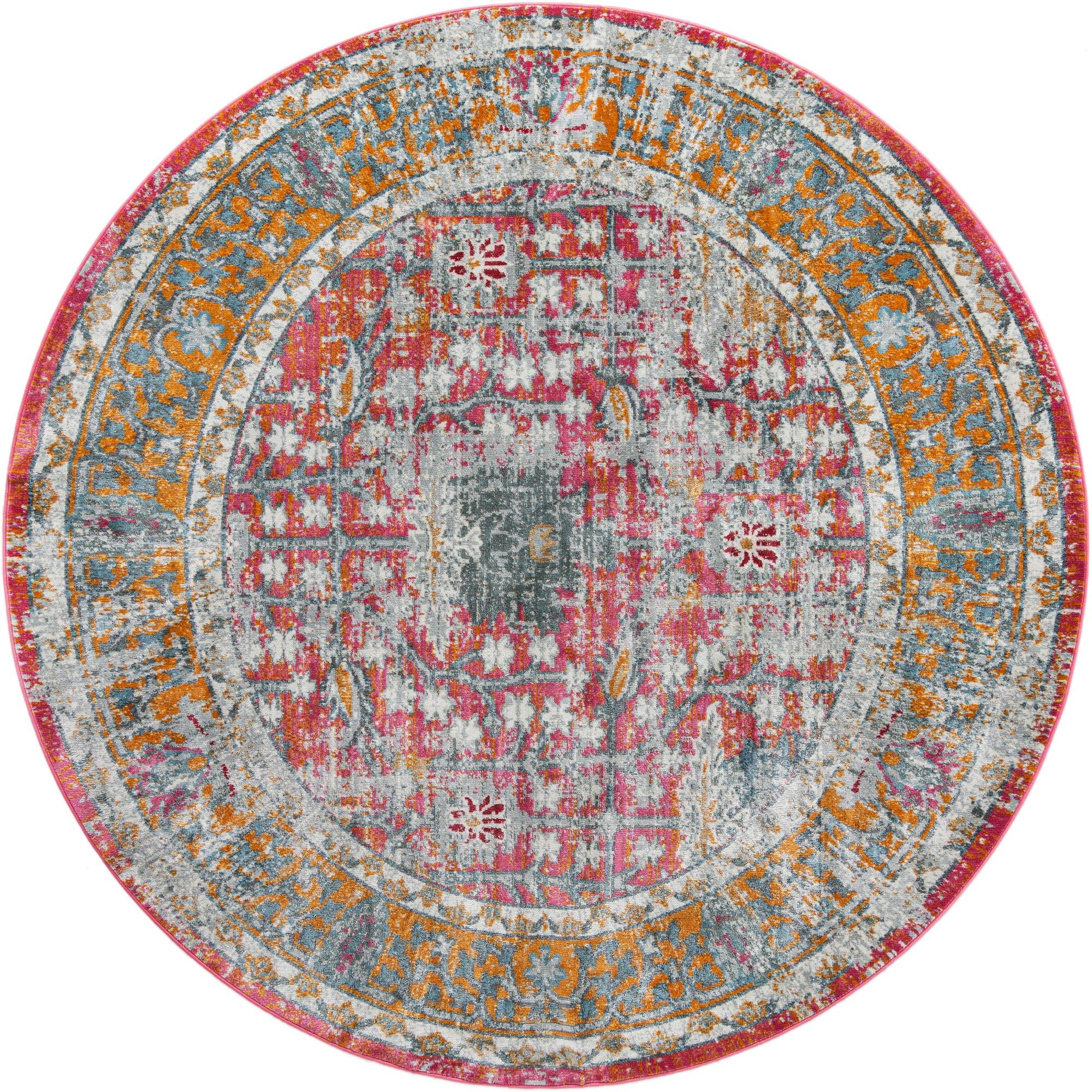 Rugs.com Paragon Collection Rug – 8 Ft Round Pink Medium-Pile Rug ...