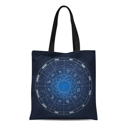NUDECOR Canvas Tote Bag Horoscope Zodiac Circle Astrology Sings Dark ...