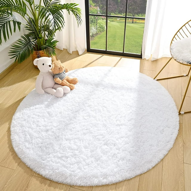 TWINNIS Round Rug Soft Fluffy Circle Rugs Shaggy Area Carpets for ...