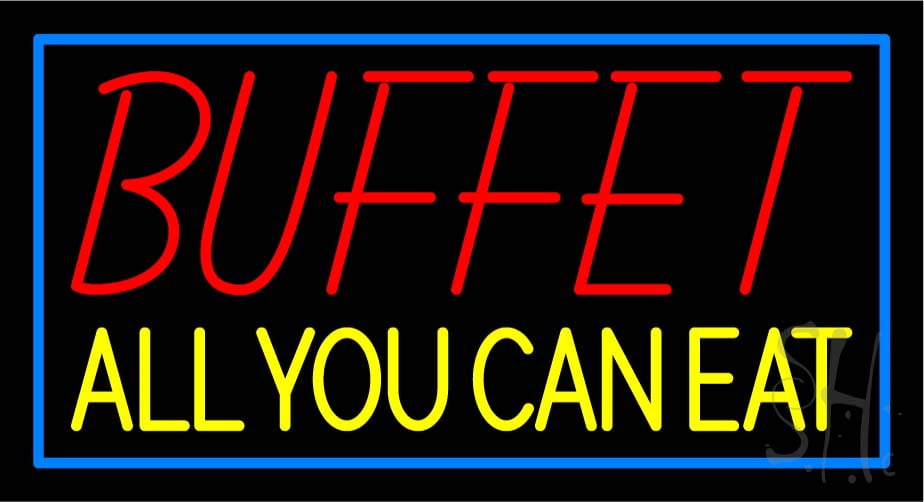 Buffet All You Can Eat with Green Border LED Neon Sign 13 x 24 - inches ...