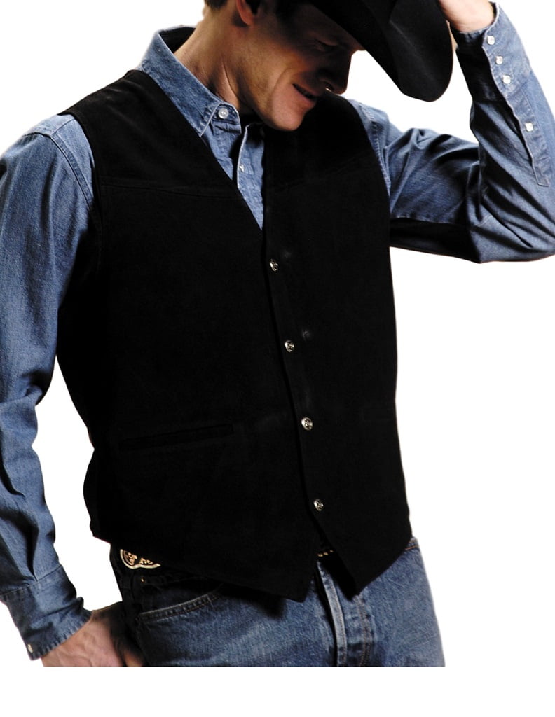 Roper Western Vest Mens Leather Vest Snap Black 02-075-0500-0712 BL ...