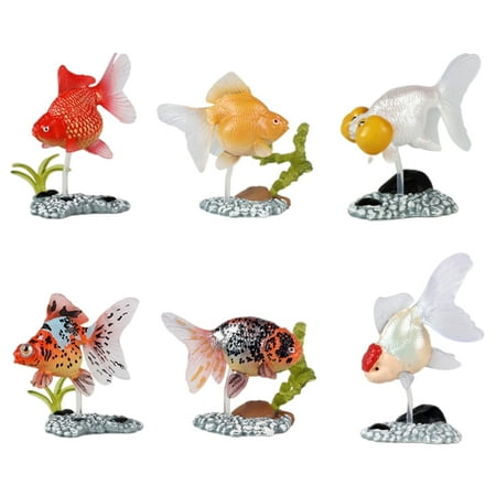 6Pcs Artificial Goldfish Figure Play Set Goldfish With Stand Plastic ...