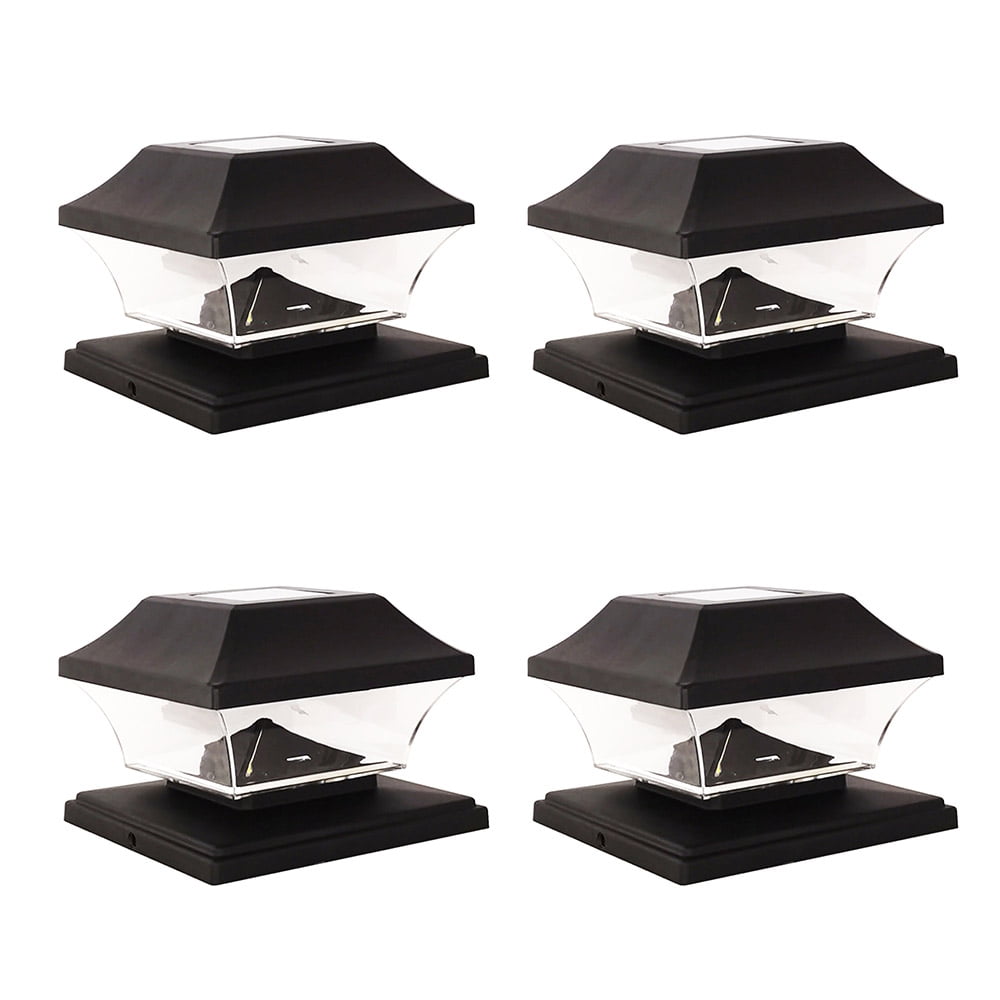 Mainstays Solar Powered Black Outdoor LED Fence Deck 4" x 4" Post Light ...