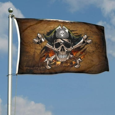 Pirate Flag Skull Captain With Knifes Banner Polyester 3x5 Foot Flags ...