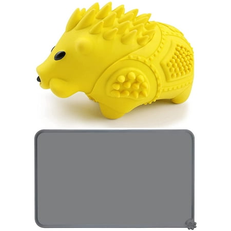 Indestructible Chew Toy and Dog Feeding Mat, Tough Squeaky Rubber Toys ...