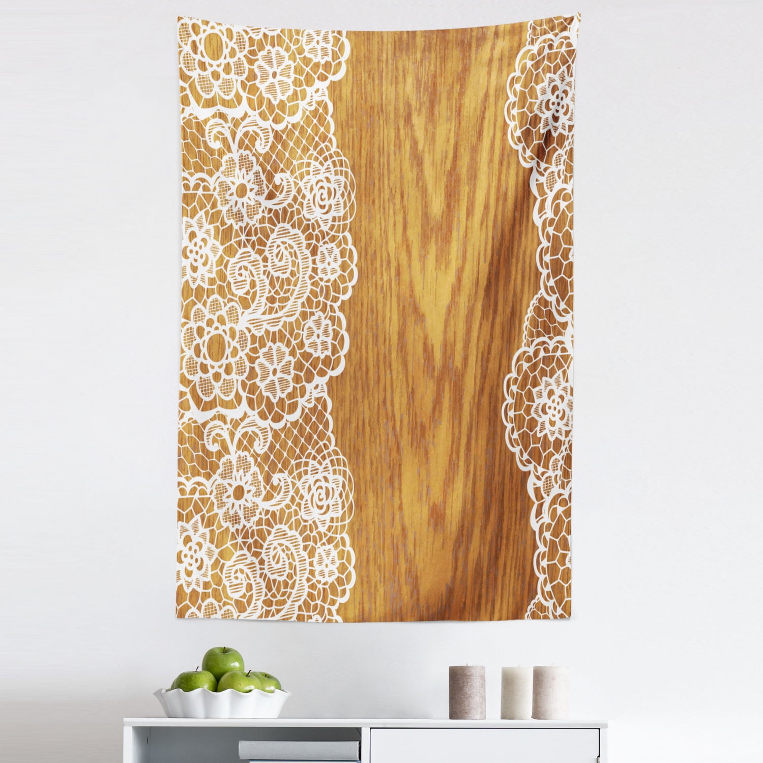 Shabby Flora Tapestry, Shabby Form Lace Pattern on Wooden Rustic ...