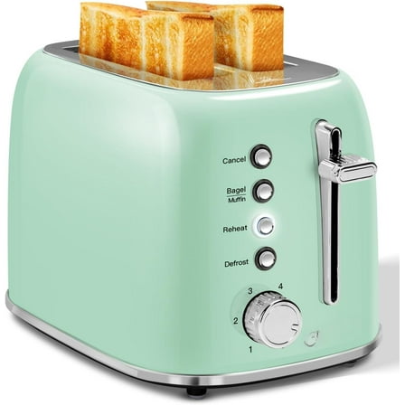 ANFILANK 4-Slice Retro Stainless Steel Toaster with Extra Wide Slots ...
