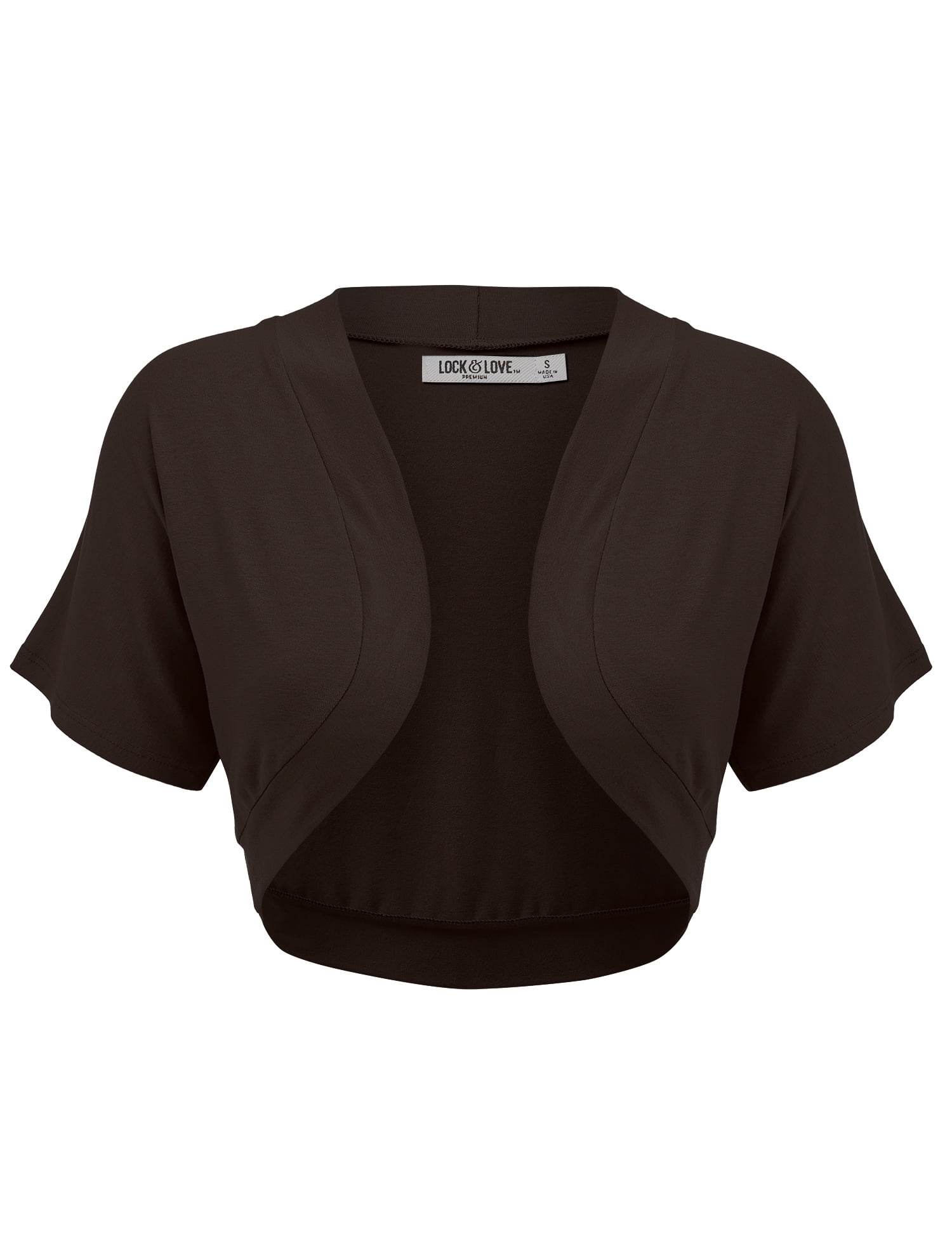 Made by Johnny Women's Short Sleeve Cropped Bolero Shrug Open Cardigan ...