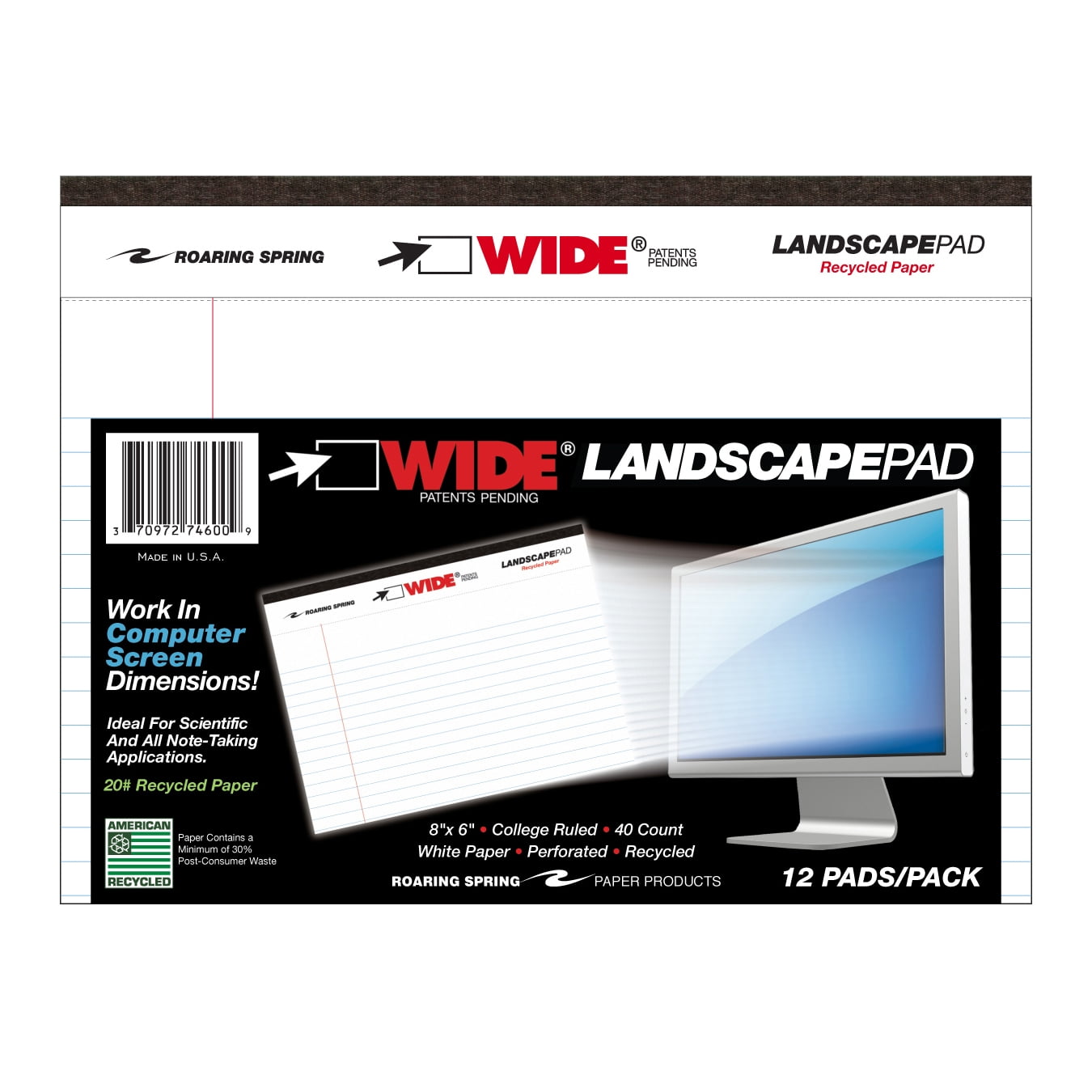 LANDSCAPE PAD WHITE 8x6" COLLEGE RULED - Walmart.com