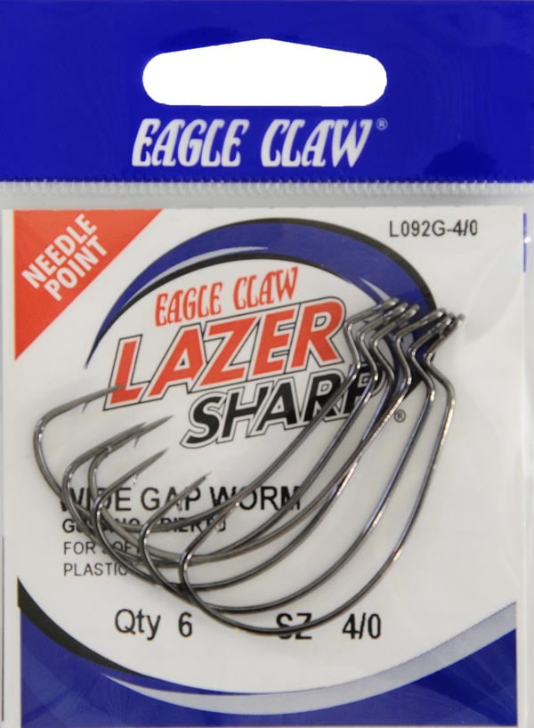 Lazer Sharp L092GH-4/0 Extra Wide Gap Worm Hook, Platinum Black, Size 4 ...
