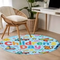 Cartoon 3FT Round Area Rugs Watercolor Truck Funny Sun Cat Colorful ...