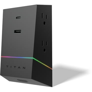 Titan 6-Outlet Surge Protector with LED Lights, 8ft. Extension Cord ...
