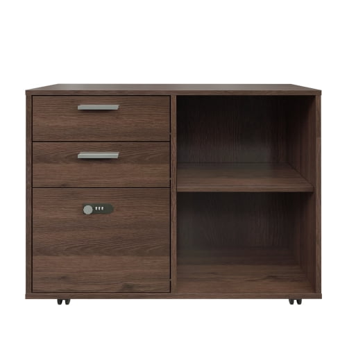 Drawer Wood File Cabinet with coded Lock, Mobile Lateral Filing Cabinet ...