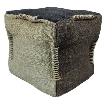 Andy Pouf Upholstered in Green Fabric - Walmart.com