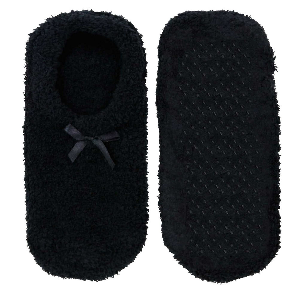 BambooMN - Women's Soft Breathable Fuzzy Cozy Footies Travel Home Socks ...