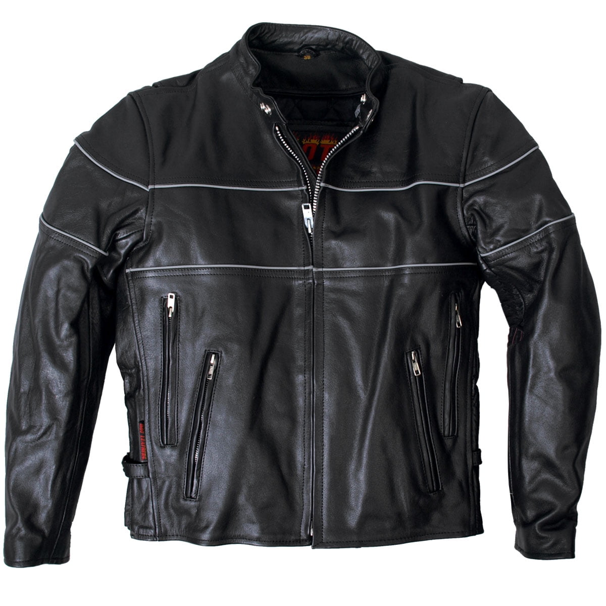 Hot Leathers JKM1004 Men's Leather Vented Scooter Jacket with ...